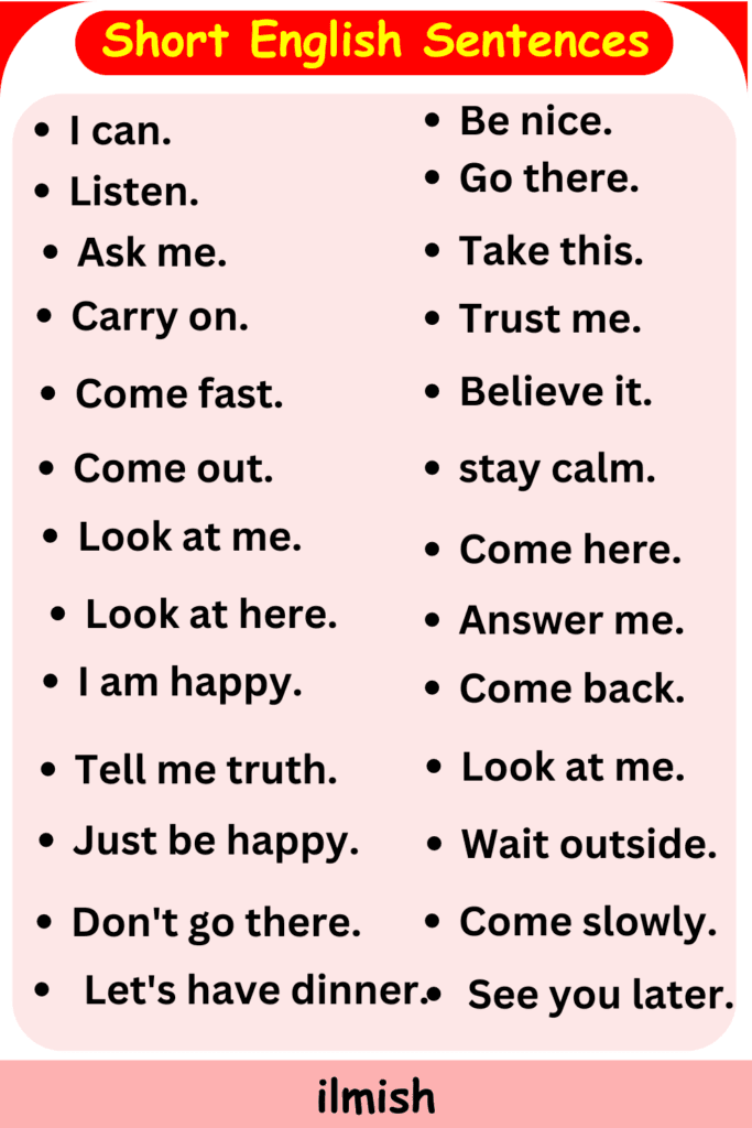 111 Short English Sentences Used in Daily Routine with Pictures - ilmish