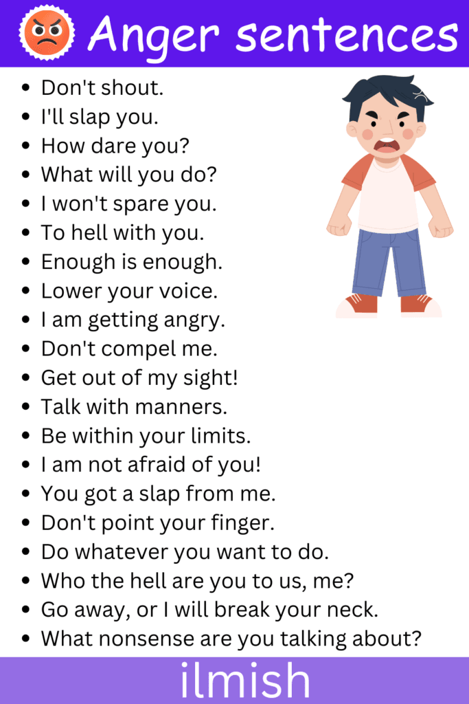 100 Anger Sentences in English with Pictures - ilmish