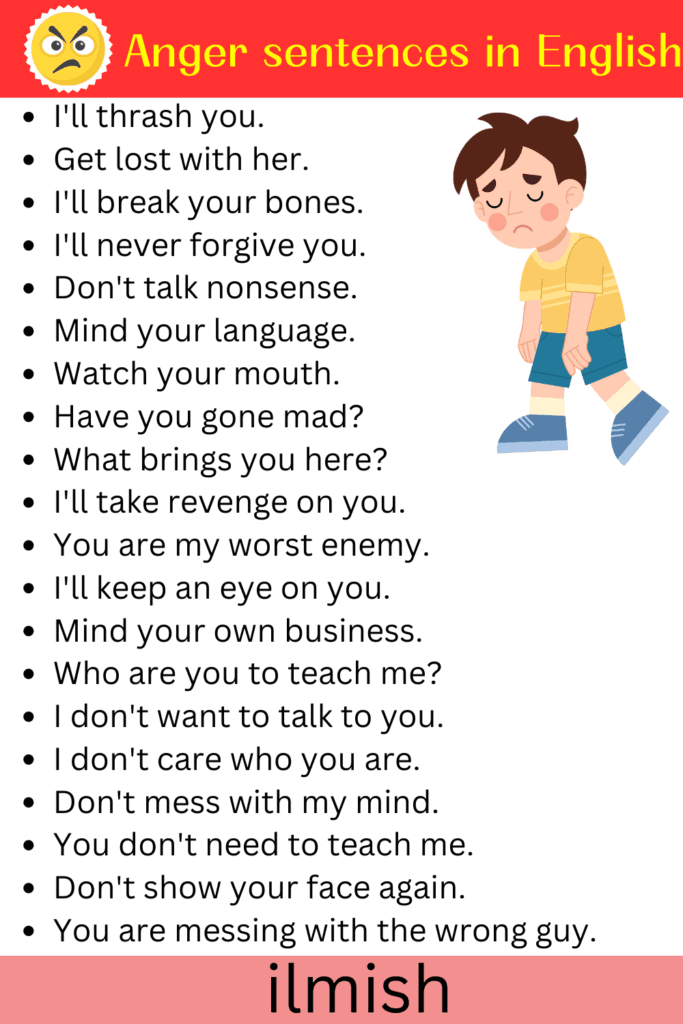 100 Anger Sentences in English with Pictures - ilmish