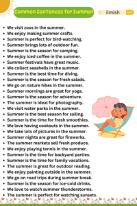 120 Summer Season Sentences in English with Pictures - ilmish