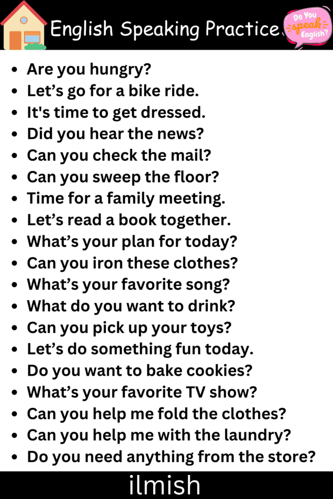 100+ Basic English Sentences used at Home with Pictures - ilmish