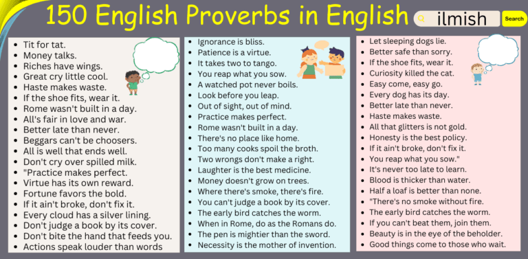 150 Daily Used Proverbs in English | Common Proverbs - ilmish