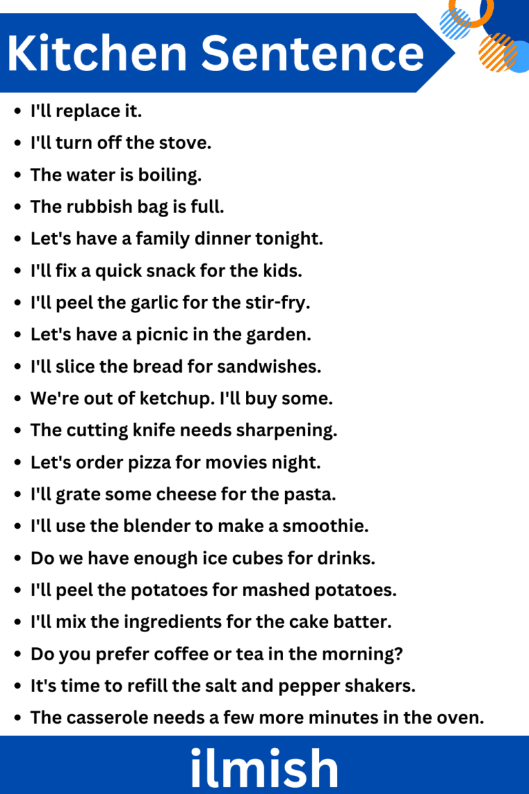 100 Kitchen Sentences in English for Everyday use - ilmish