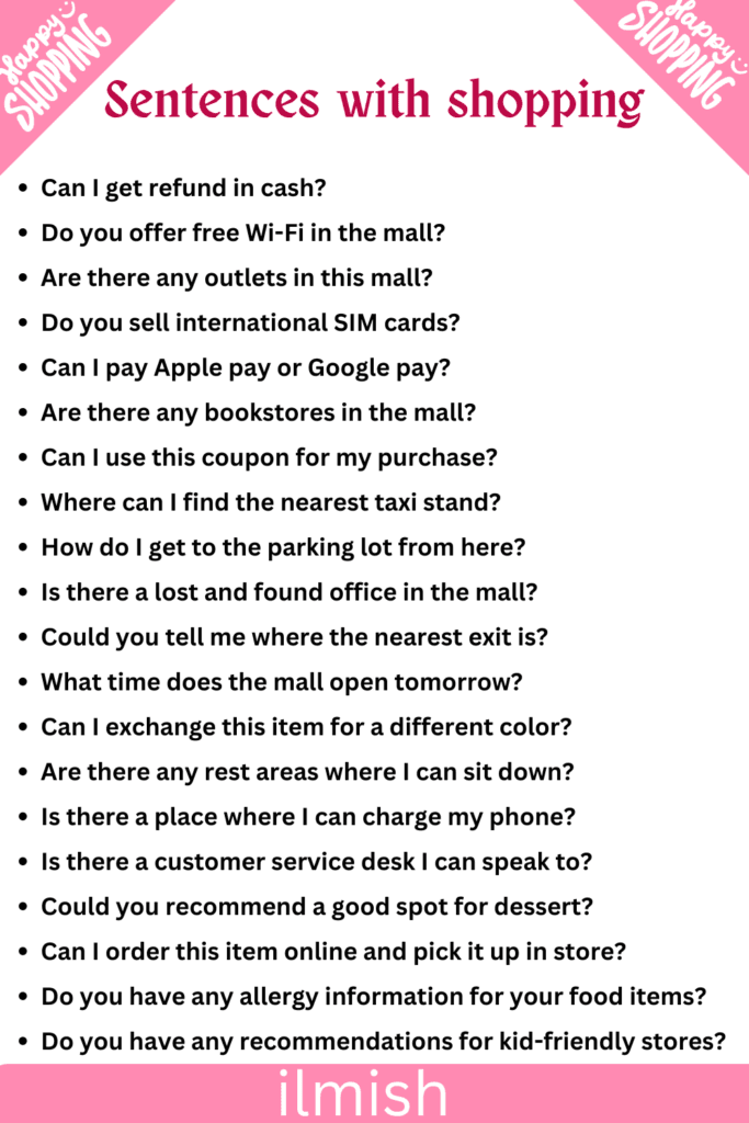 101 Shopping Related English Sentences for daily use and Pictures - ilmish