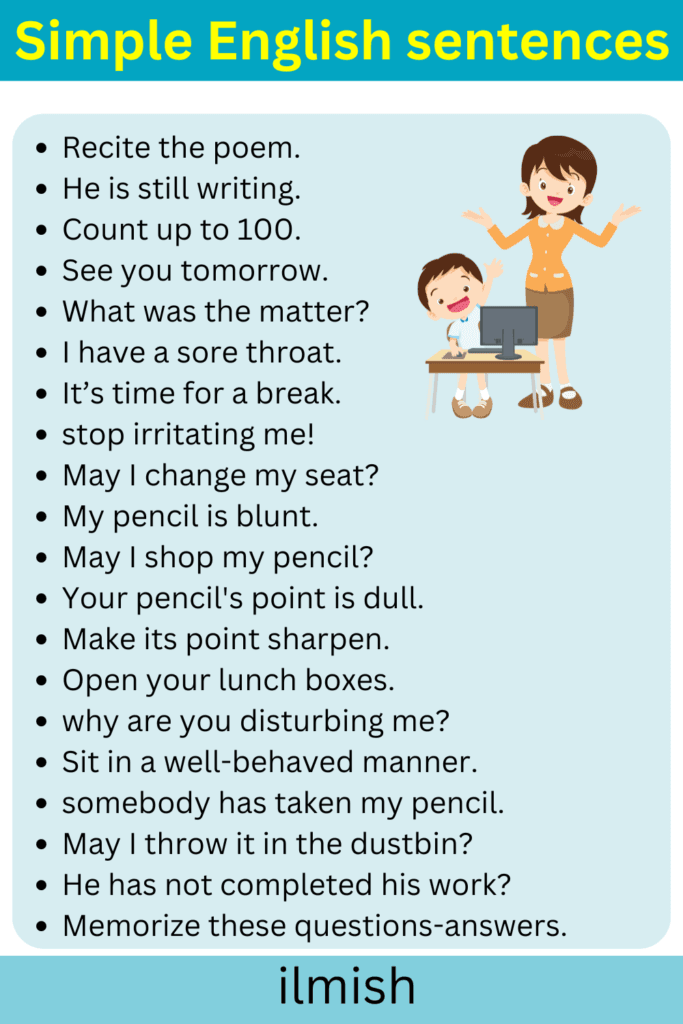 101 Classroom Sentences in English for Everyday Conversation - ilmish