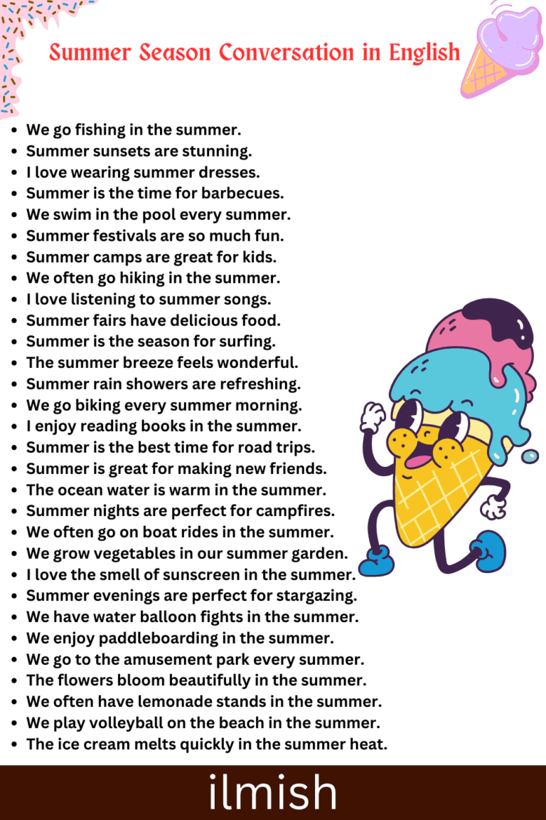 120 Summer Season Sentences in English with Pictures - ilmish