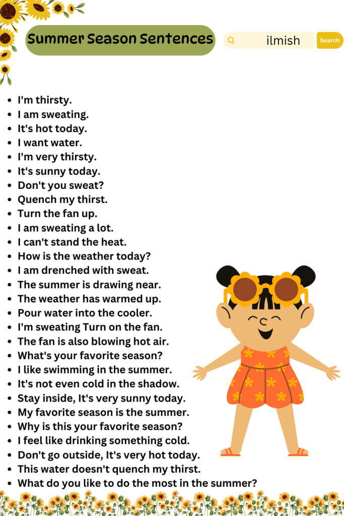 120 Summer Season Sentences in English with Pictures - ilmish