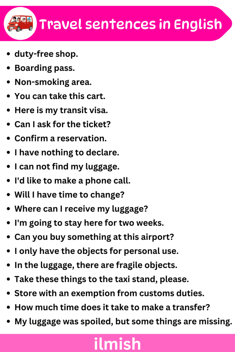 100 Traveling Sentences in English for daily used - ilmish