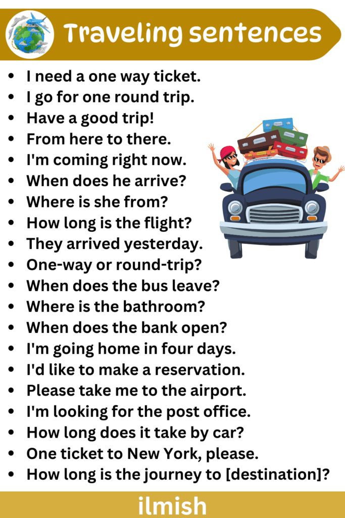100 Traveling Sentences in English for daily used - ilmish