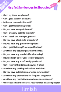 101 Shopping Related English Sentences for daily use and Pictures - ilmish