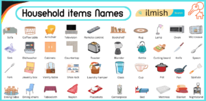 Household items Names Vocabulary in English with pictures - ilmish