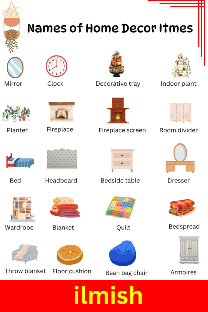 Home Decor Items Names in English and their Pictures - ilmish