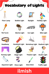 Names of Lights vocabulary in English and their pictures - ilmish