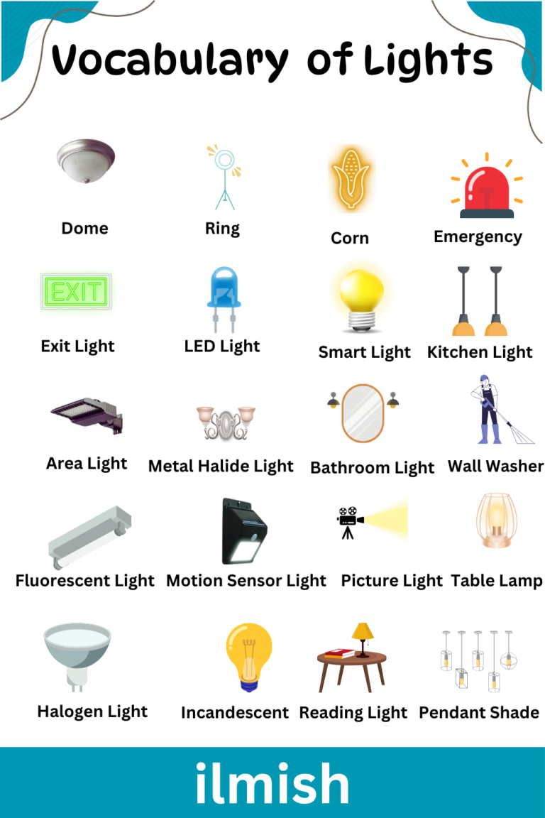 Names of Lights vocabulary in English and their pictures - ilmish