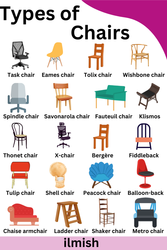 Different Types of Chairs Names in English and Pictures - ilmish