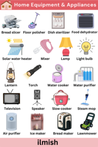 Home Equipment and Appliances Names in English with pictures - ilmish