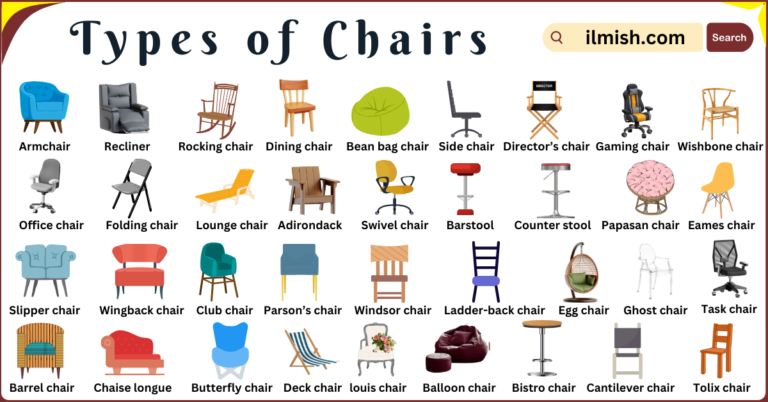 Different Types of Chairs Names in English and Pictures - ilmish