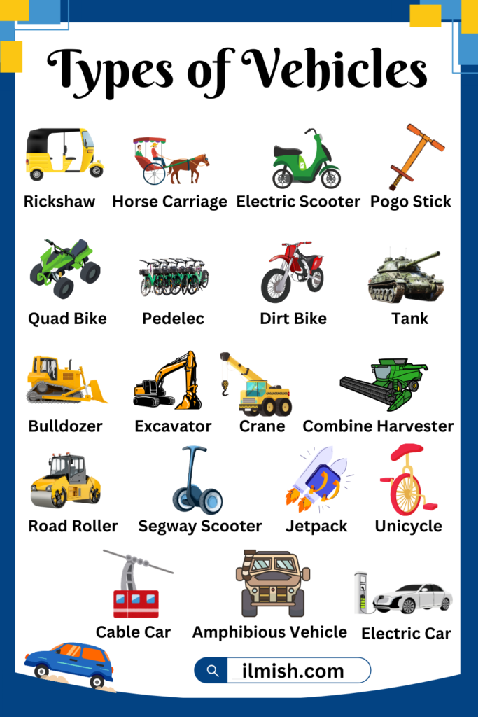 Different Types of Vehicles Names in English and Pictures - ilmish