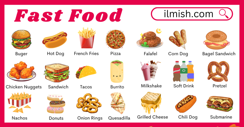 Popular Fast Food Items Names And Pictures In English Ilmish