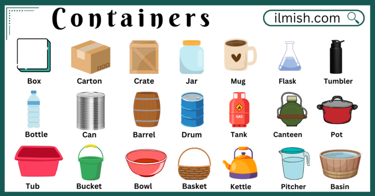 Types of Containers Names in English and their Pictures - ilmish