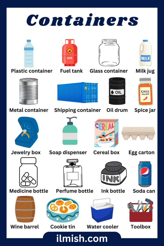 Types of Containers Names in English and their Pictures - ilmish