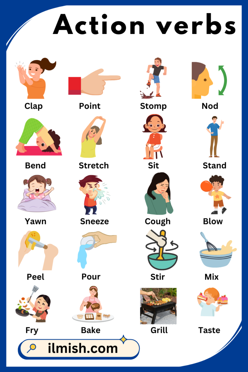 100 Action verbs in English with their pictures - ilmish