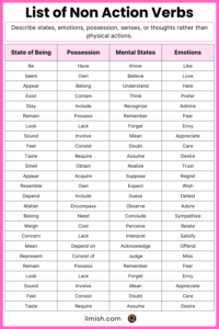Action vs non action verbs explained with Examples in English - ilmish