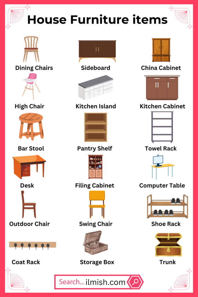 House Furniture items names in English and their Pictures - ilmish
