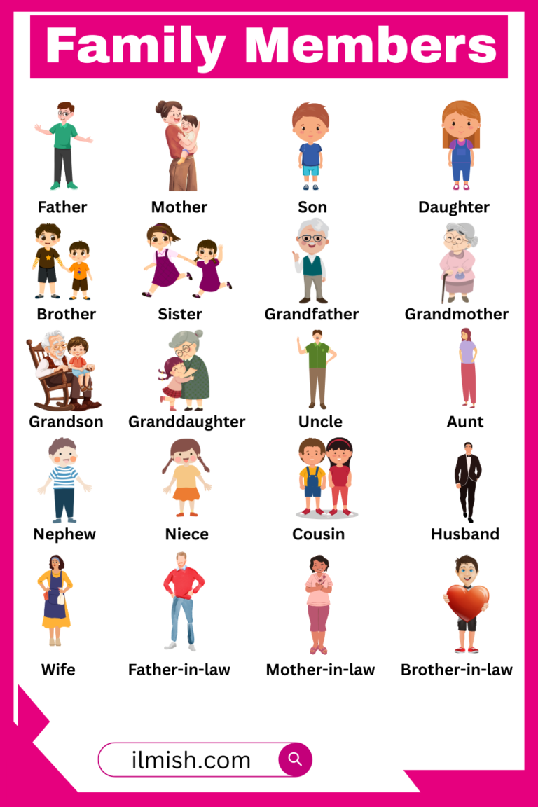All Family Members Names in English with their Pictures - ilmish
