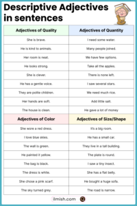 Descriptive Adjective Definition and Examples in English - ilmish