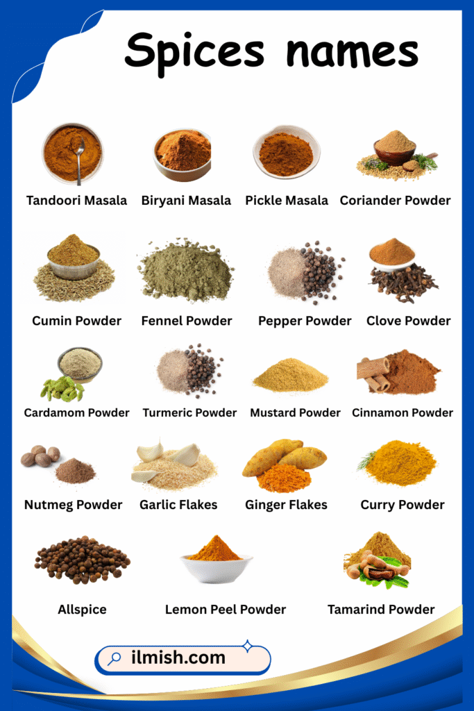60 Spices Names in English with Their Pictures - ilmish