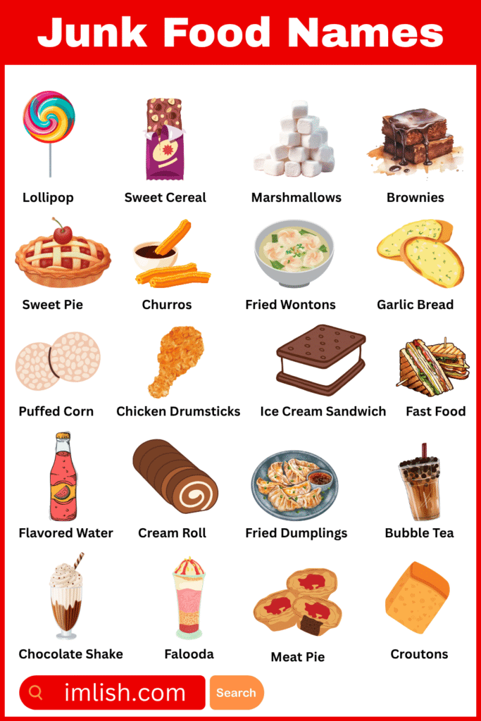 Junk Food Names in English with Their Pictures - ilmish