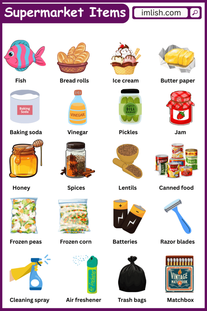 Supermarket Items Names in English with Their Pictures - ilmish