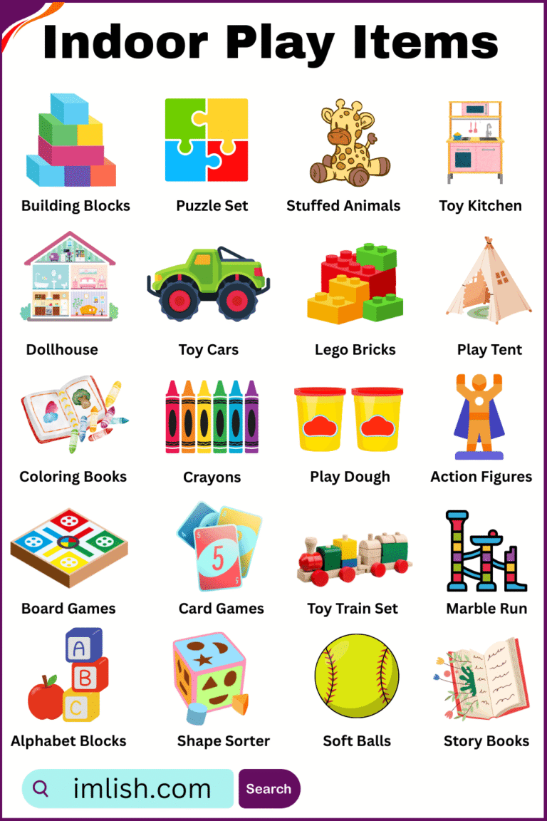 Indoor Play Items Names in English and their Pictures - ilmish