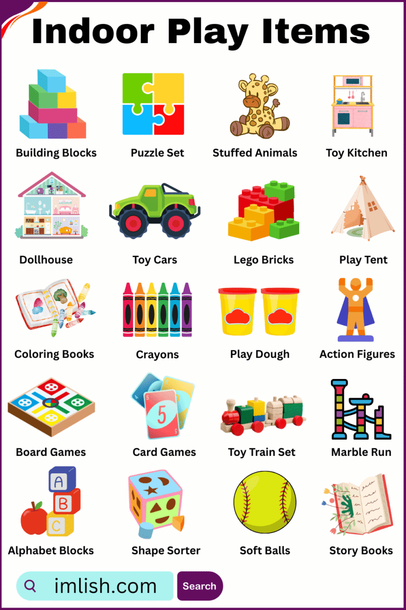 Indoor Play Items Names in English and their Pictures - ilmish