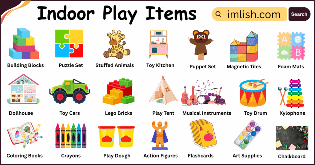 Indoor Play Items Names in English and their Pictures - ilmish