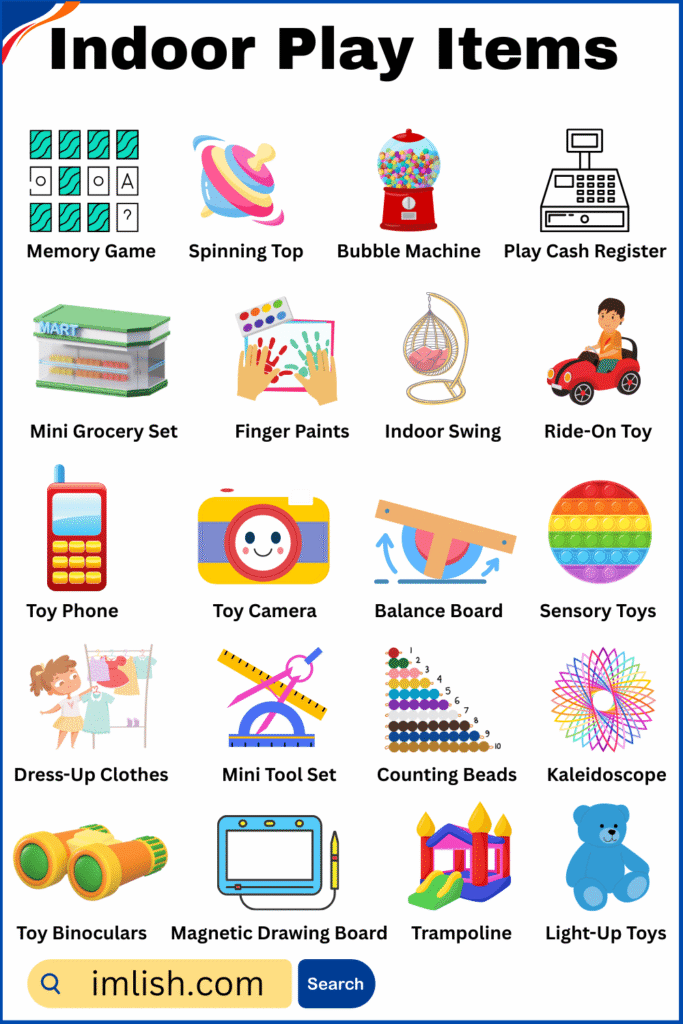 Indoor Play Items Names in English and their Pictures - ilmish