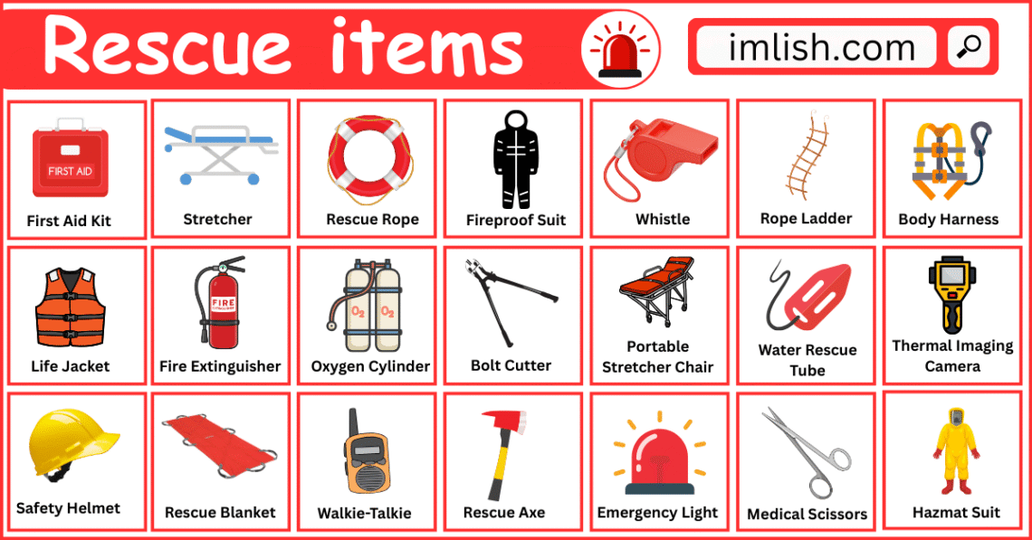 Names of Rescue items in English with Their Pictures - ilmish