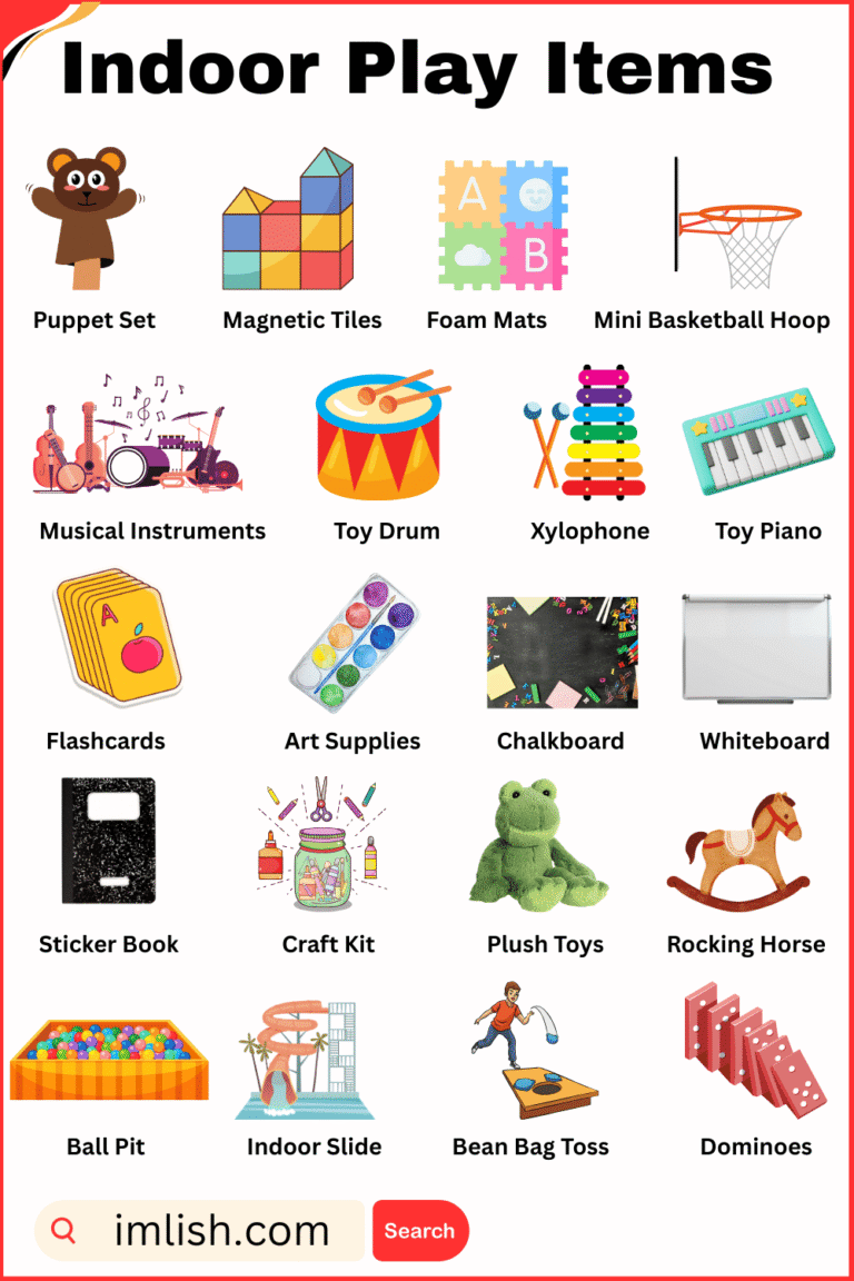 Indoor Play Items Names in English and their Pictures - ilmish