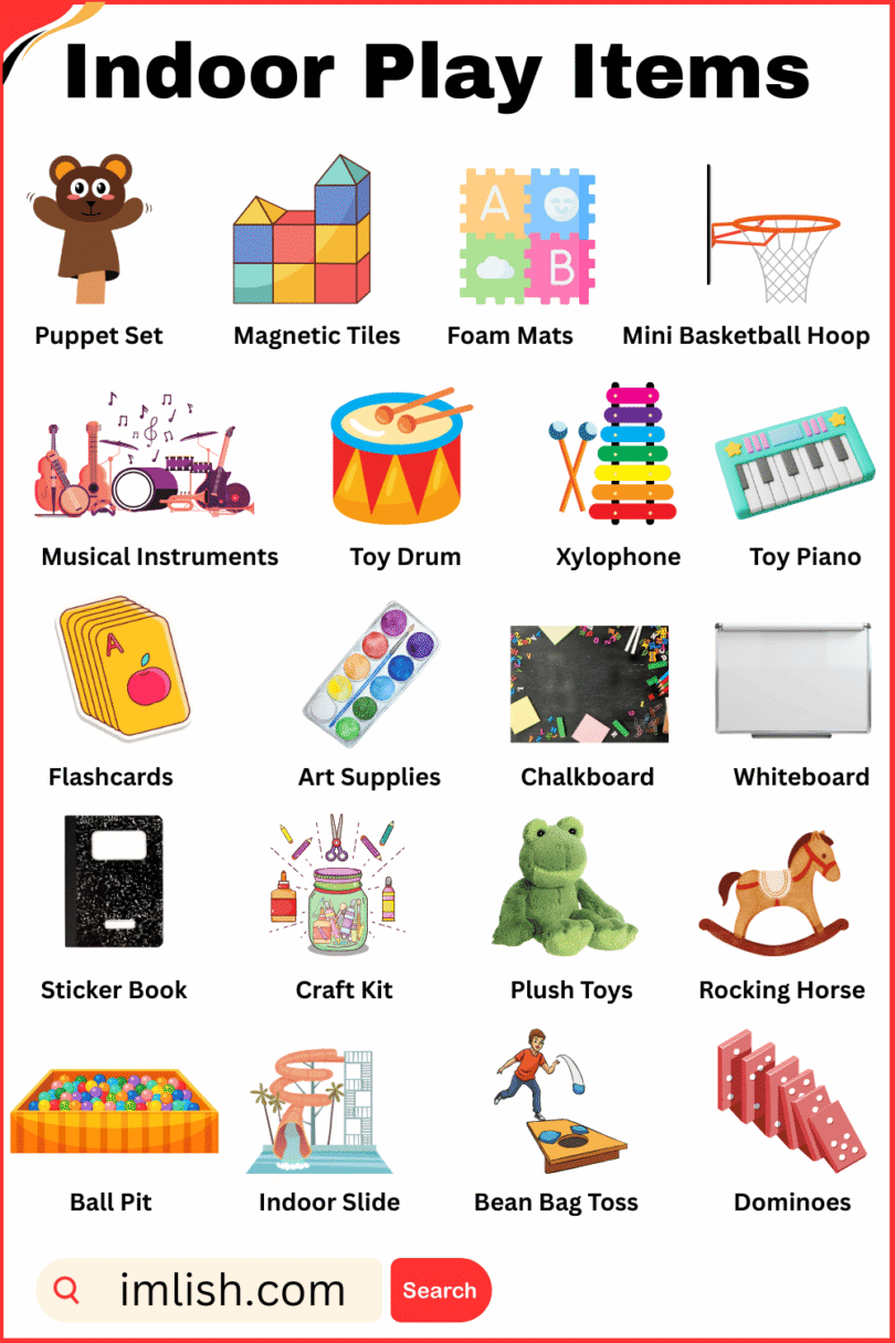 Indoor Play Items Names in English and their Pictures - ilmish