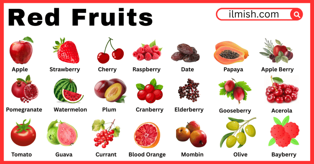 Red Fruits Names in English with Their Pictures - ilmish