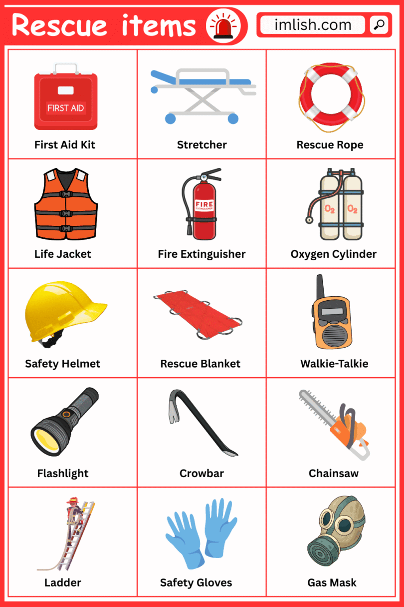 Names of Rescue items in English with Their Pictures - ilmish