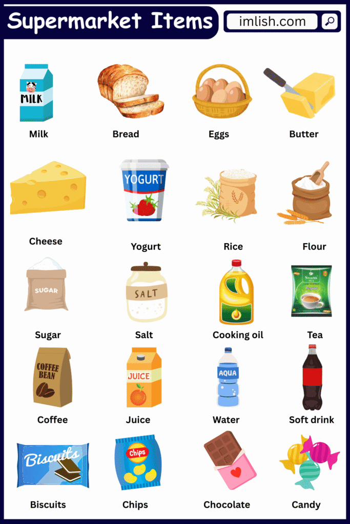 Supermarket Items Names in English with Their Pictures - ilmish