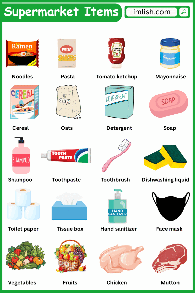 Supermarket Items Names in English with Their Pictures - ilmish