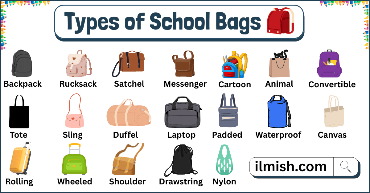 40 Types of School Bags names with their Pictures - ilmish