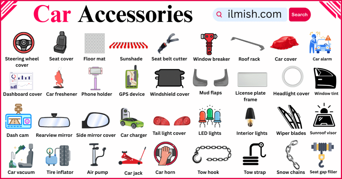 Car Accessories Names in English with Pictures - ilmish
