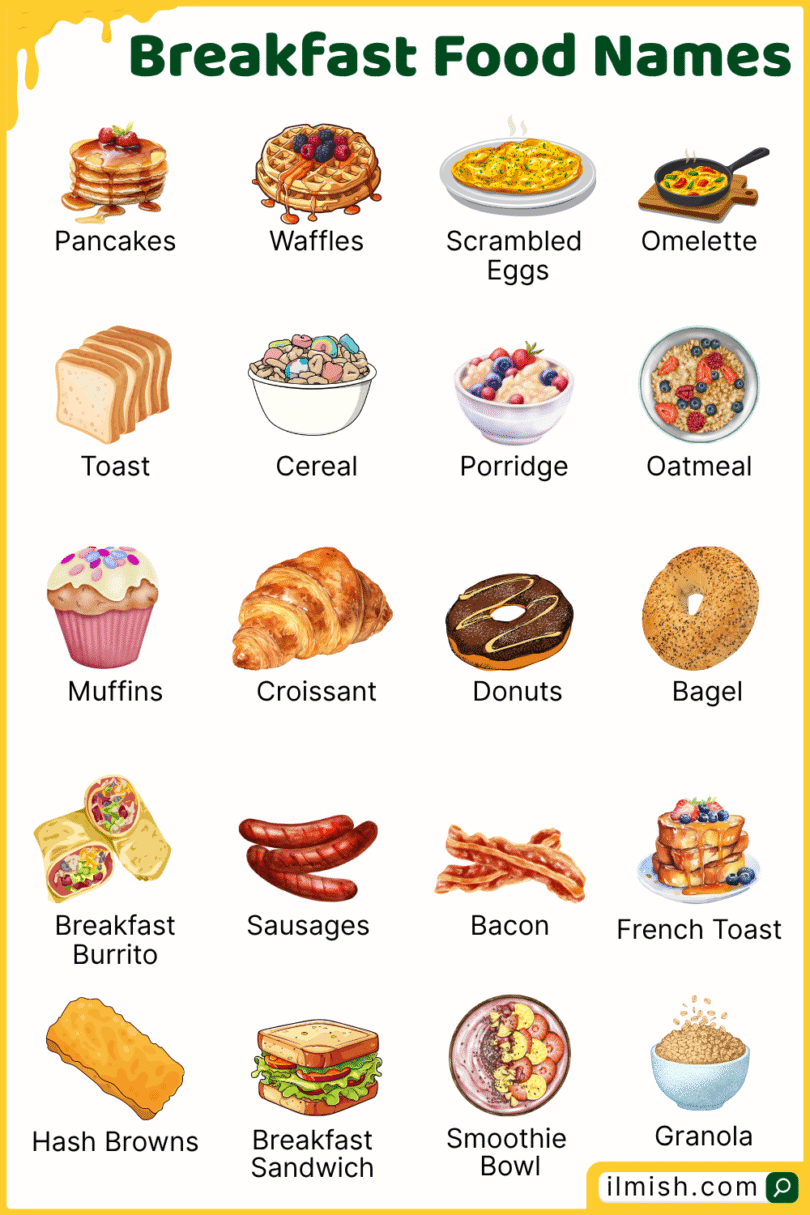 Breakfast Foods Names in English with Their Pictures - ilmish