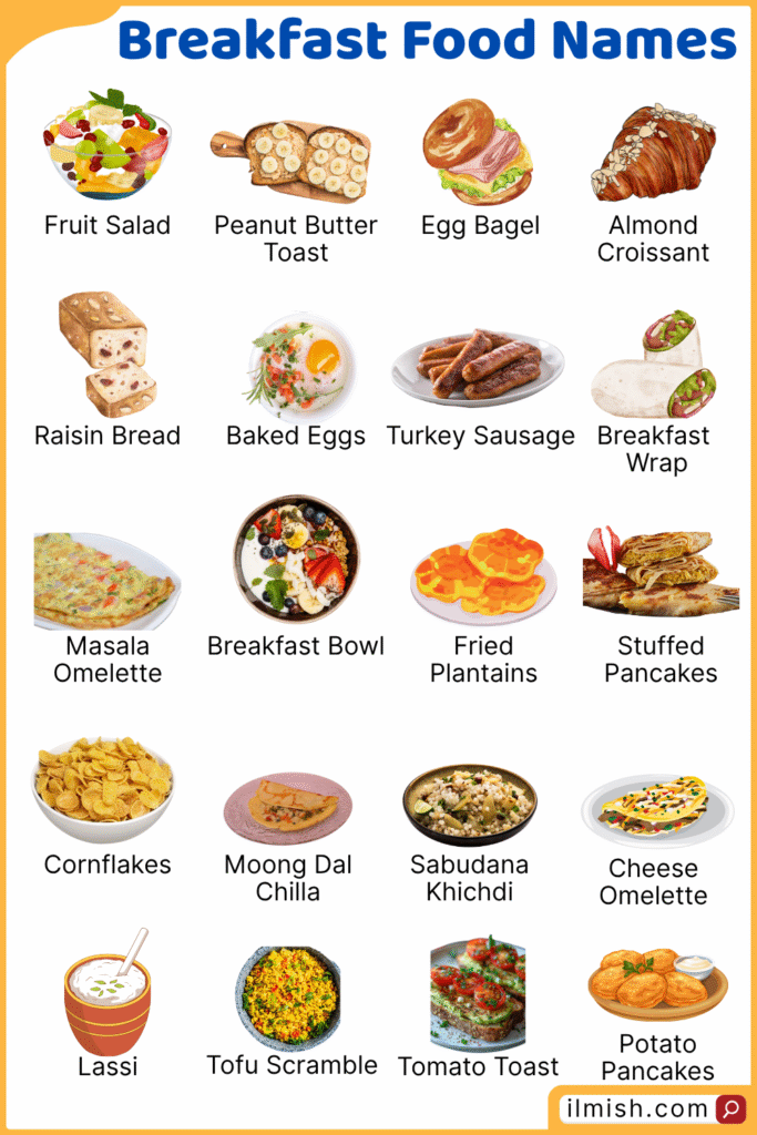 Breakfast Foods Names in English with Their Pictures - ilmish