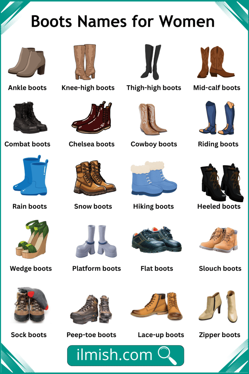 Types of Boots Names for Women with Pictures - ilmish