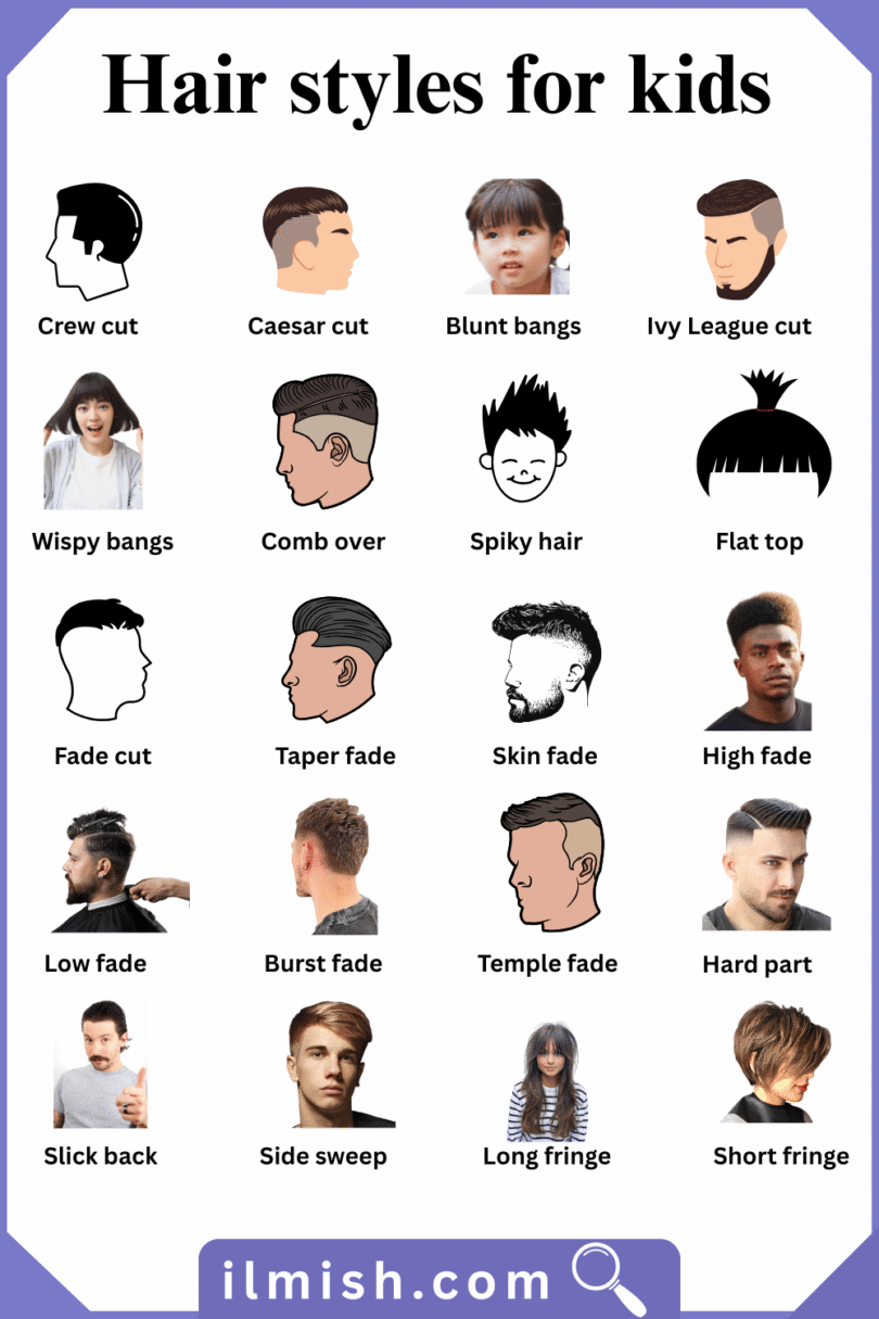 60 Hair Styles Names for Kids in English with Their Pictures - ilmish